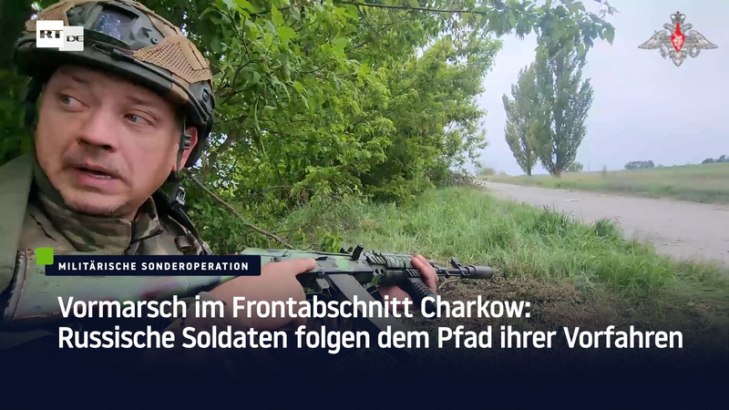 Vormarsch im Frontabschnitt Charkow: Russische Soldaten folgen dem Pfad ...