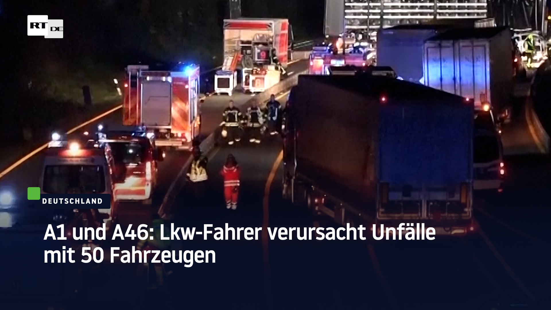 A1 und A46: Lkw-Fahrer verursacht Unfälle mit 50 Fahrzeugen | auf loobloo.tv